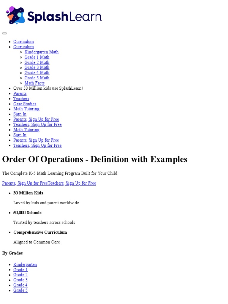 What Is Order of Operations - Definition, Facts & Example | PDF ...