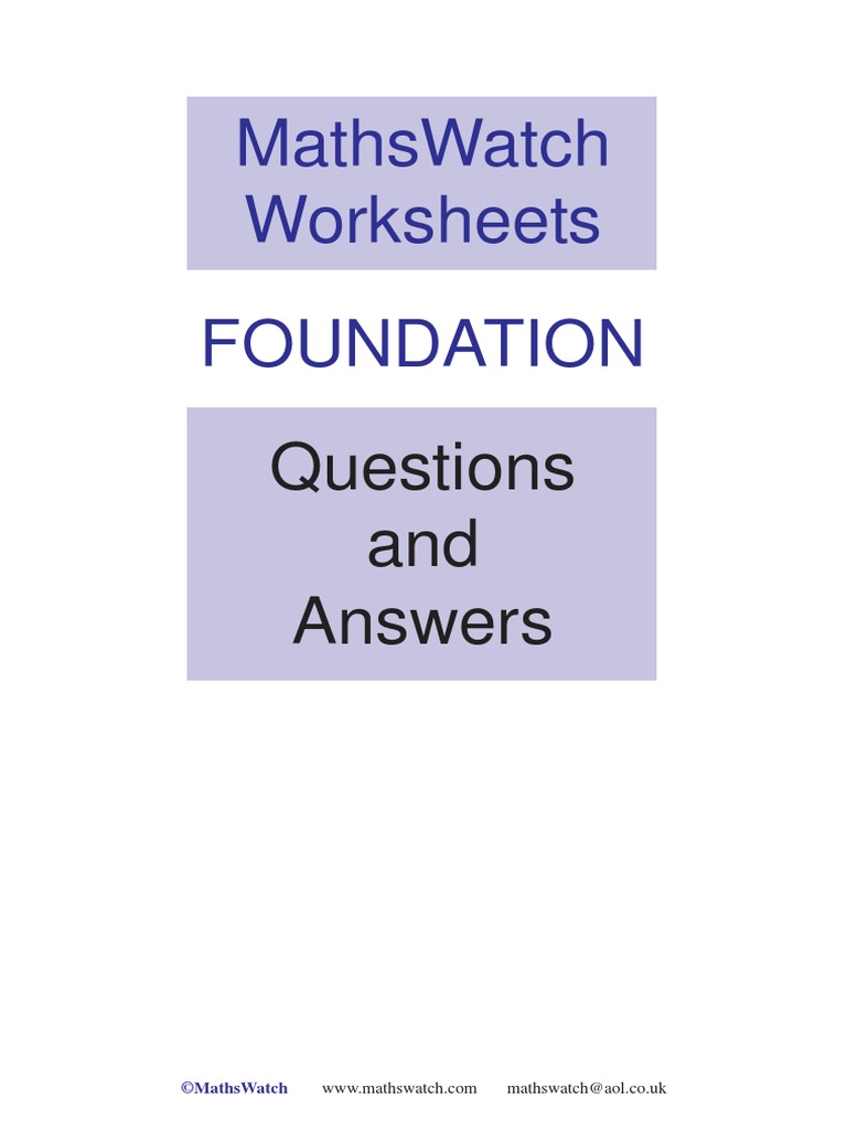 Mathswatch Foundation Worksheets Aw | PDF | Area | Planets