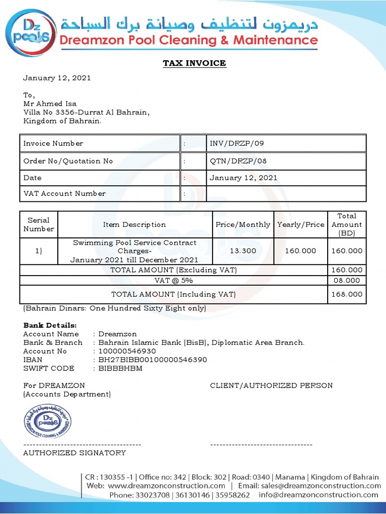 Swimming Pool-Service Contract | PDF | Finance & Money Management