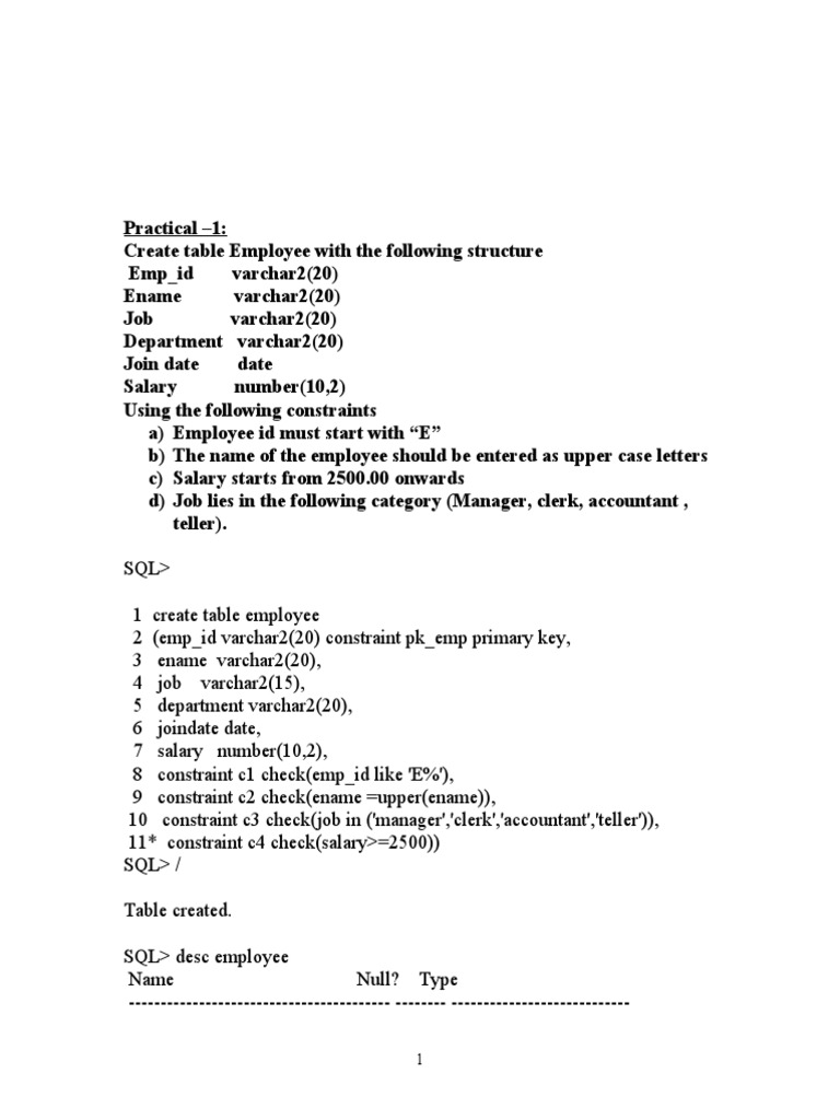 Dbms Practicals 2010 | PDF | Pl/Sql | Databases