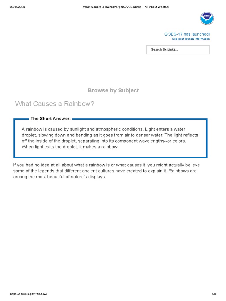 What Causes A Rainbow | PDF | Rainbow | Light