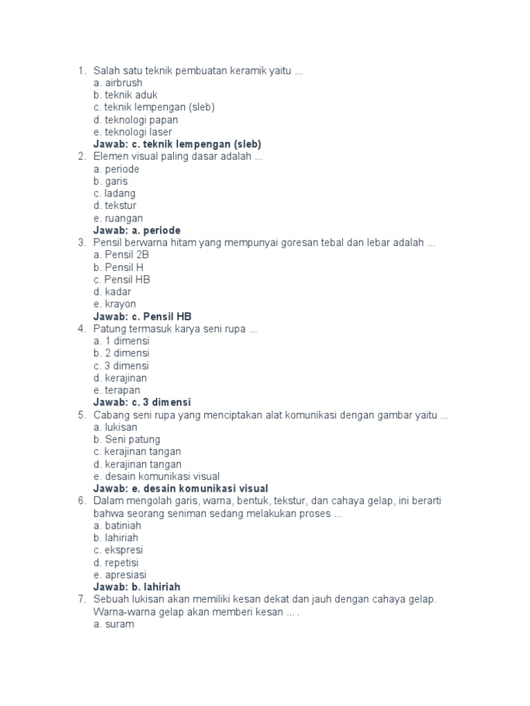 Soal Uts Seni Kls X | PDF