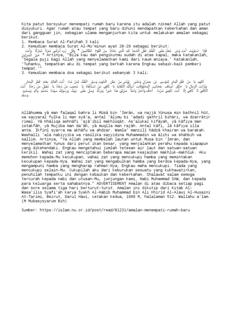 Doa Menempati Rumah Baru | PDF