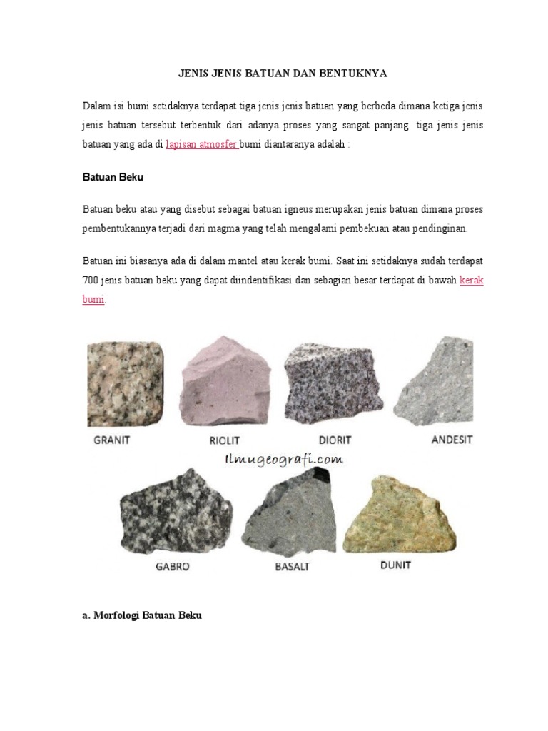 Jenis Jenis Batuan Dan Bentuknya 3 | PDF | Seni | Sains & Matematika