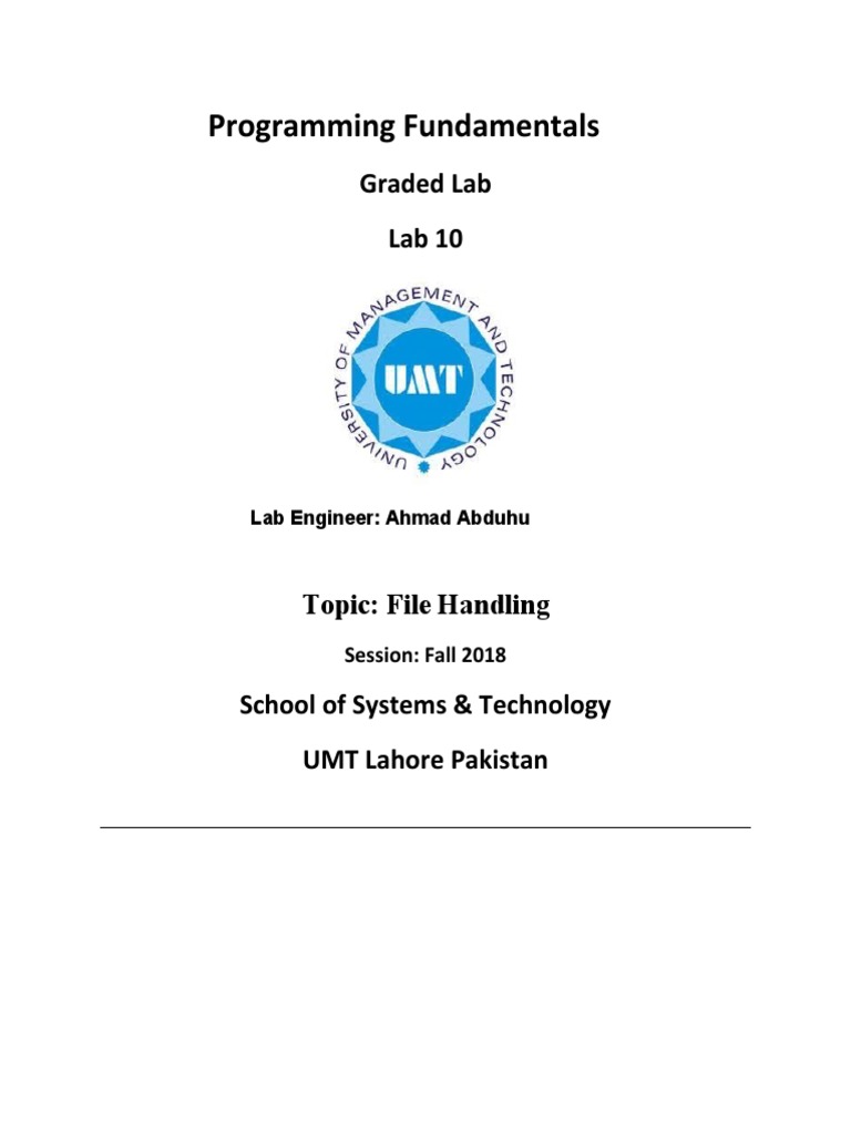 Programming Fundamentals Lab 10 (File Handling) New Batch | PDF ...