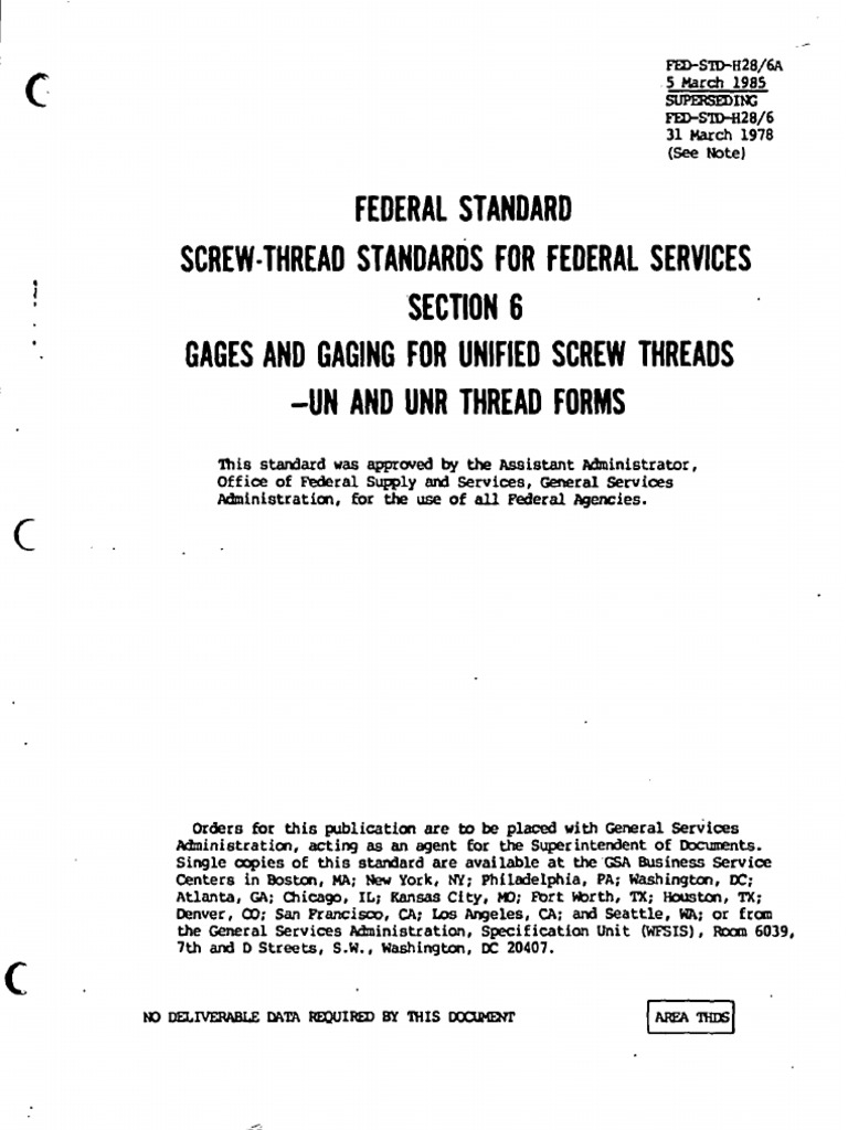 Screw-Thread Federalstandard Standards Forfederal Services Section 6 ...