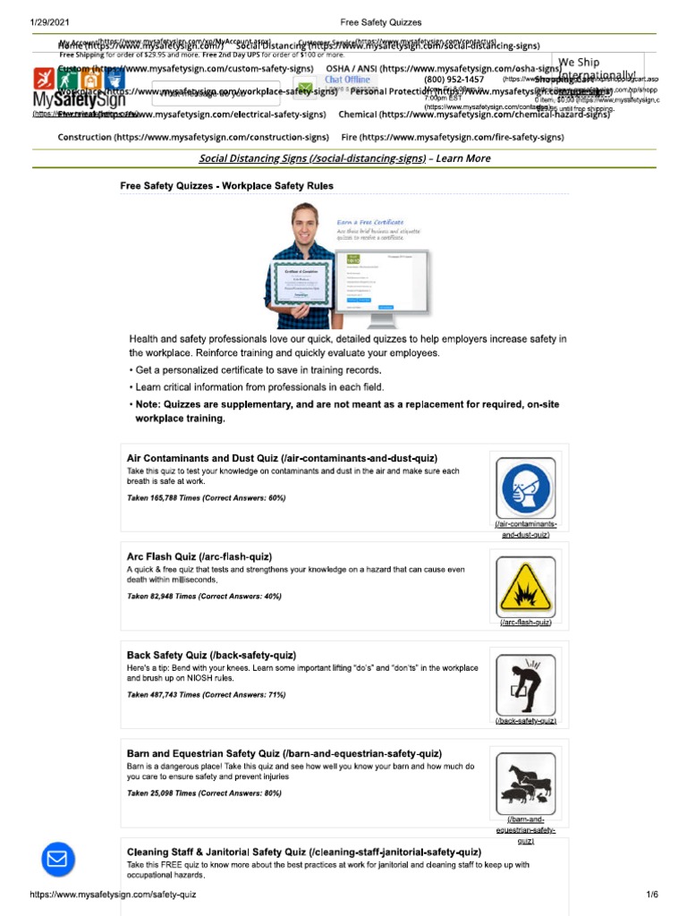 Free Safety Quizzes | PDF