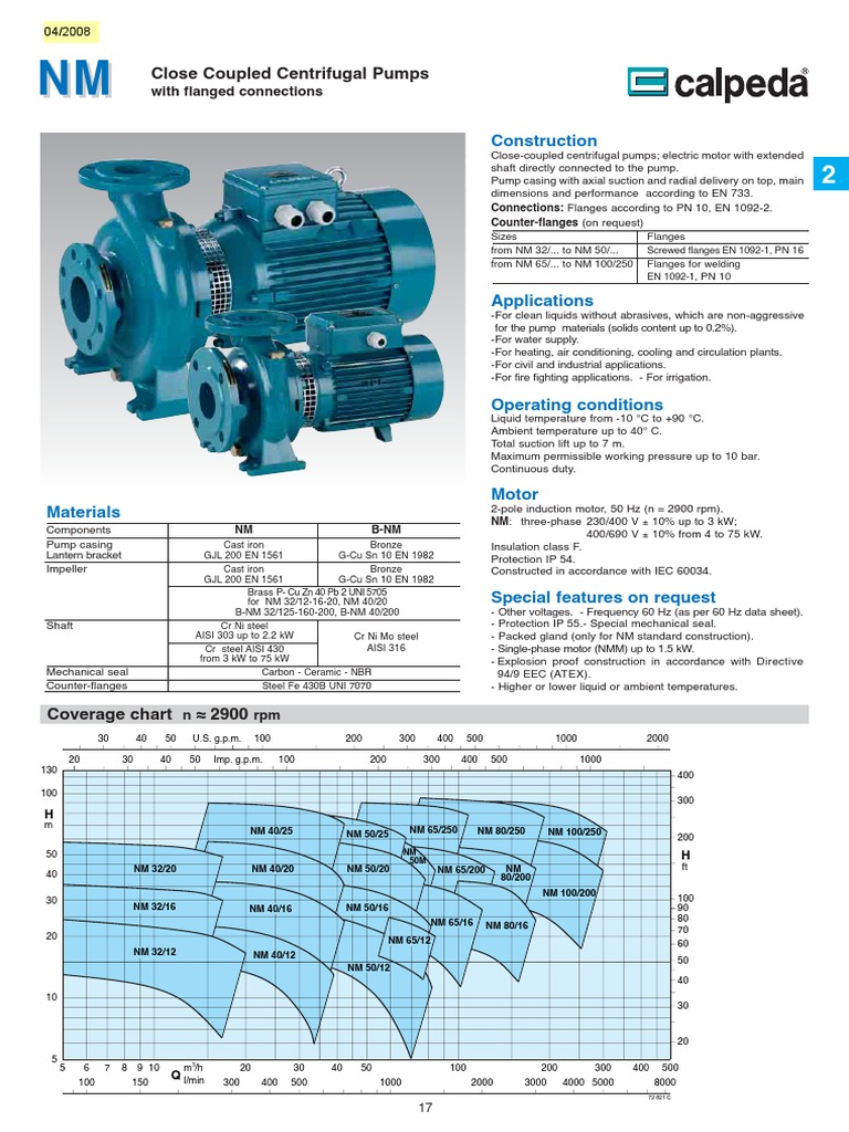 Calpeda Close-Coupled Pumps Overview | PDF | Pump | Electric Motor