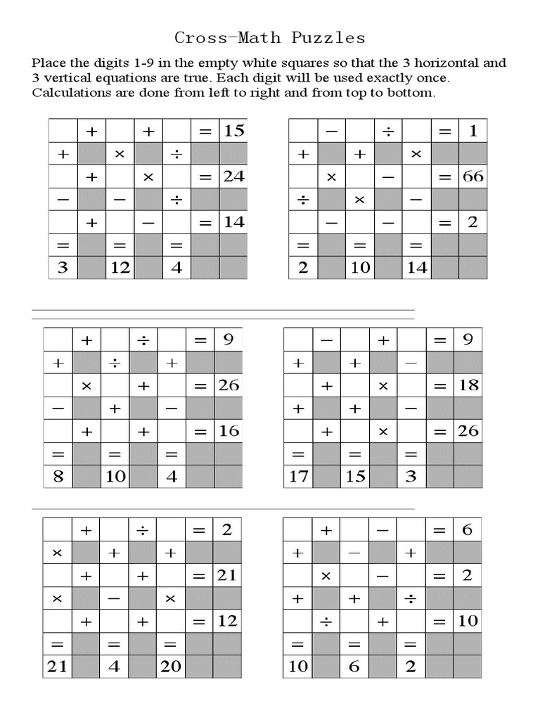 Cross Word Math | PDF