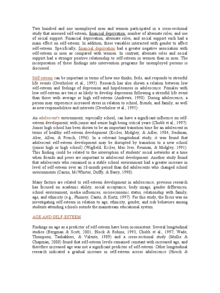 Unemployed men and women study finds gender affects self-esteem from ...