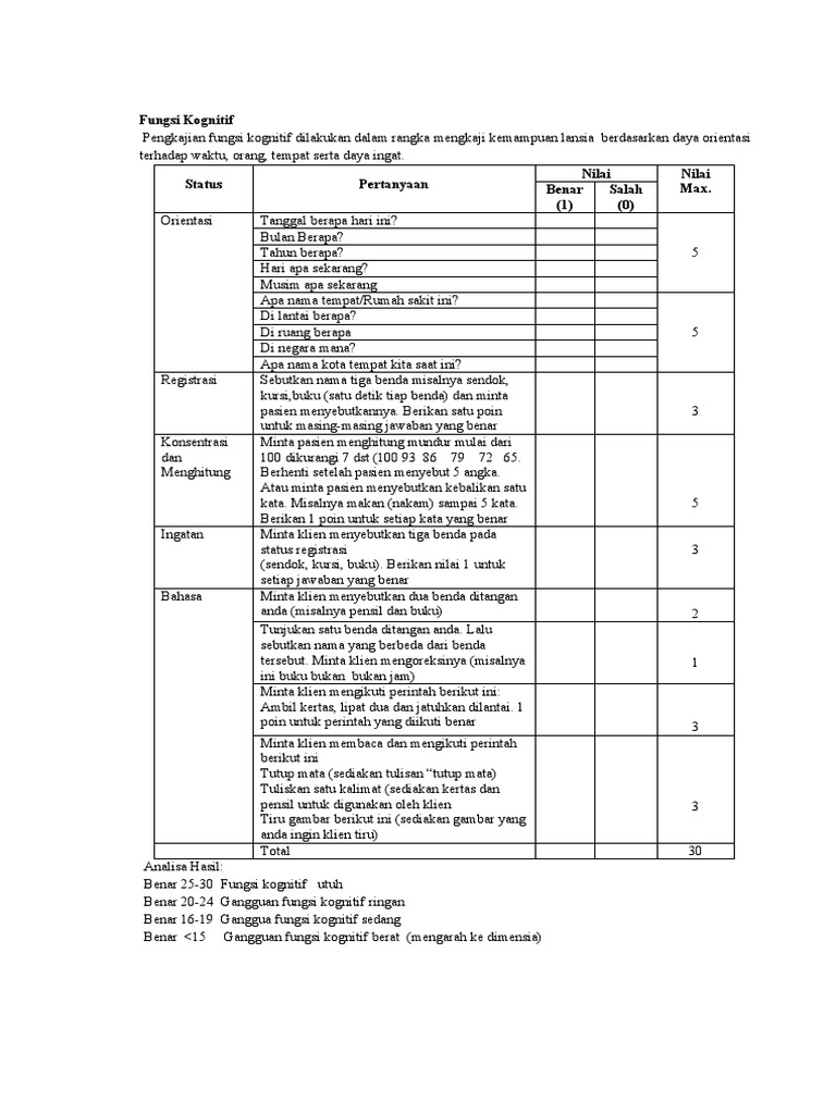 Mini Mental State Examination | PDF