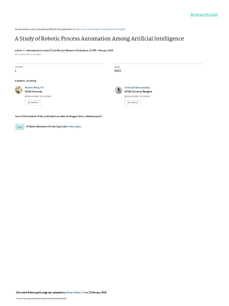 A Study of Robotic Process Automation Among | PDF | Automation ...