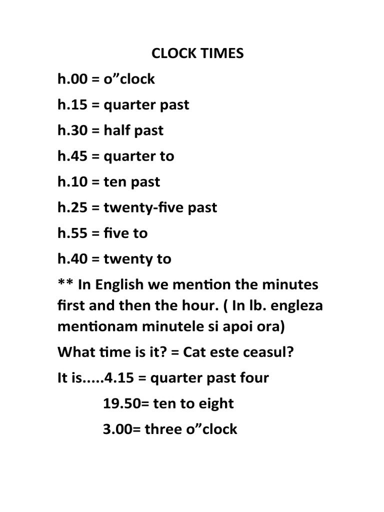 Clock Times | PDF