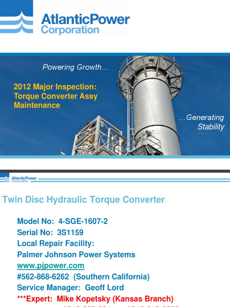 Powering Growth : 2012 Major Inspection: Torque Converter Assy ...