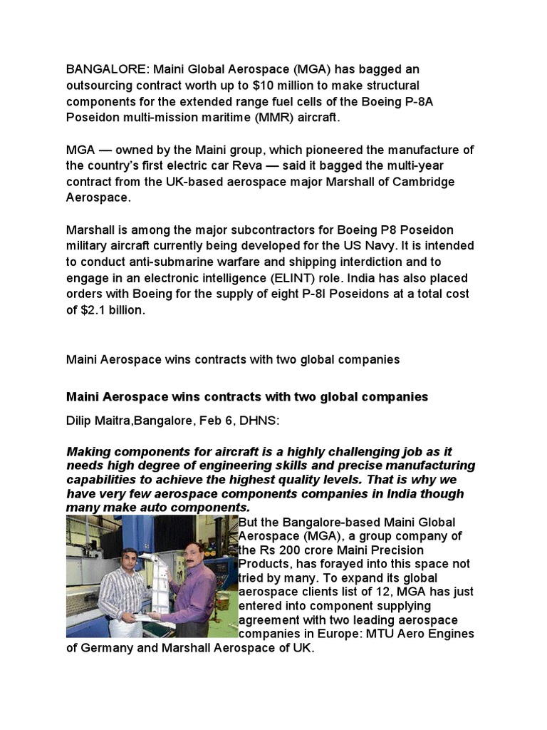 Maini Groups Aerospace Venture | PDF | Aerospace | Aircraft