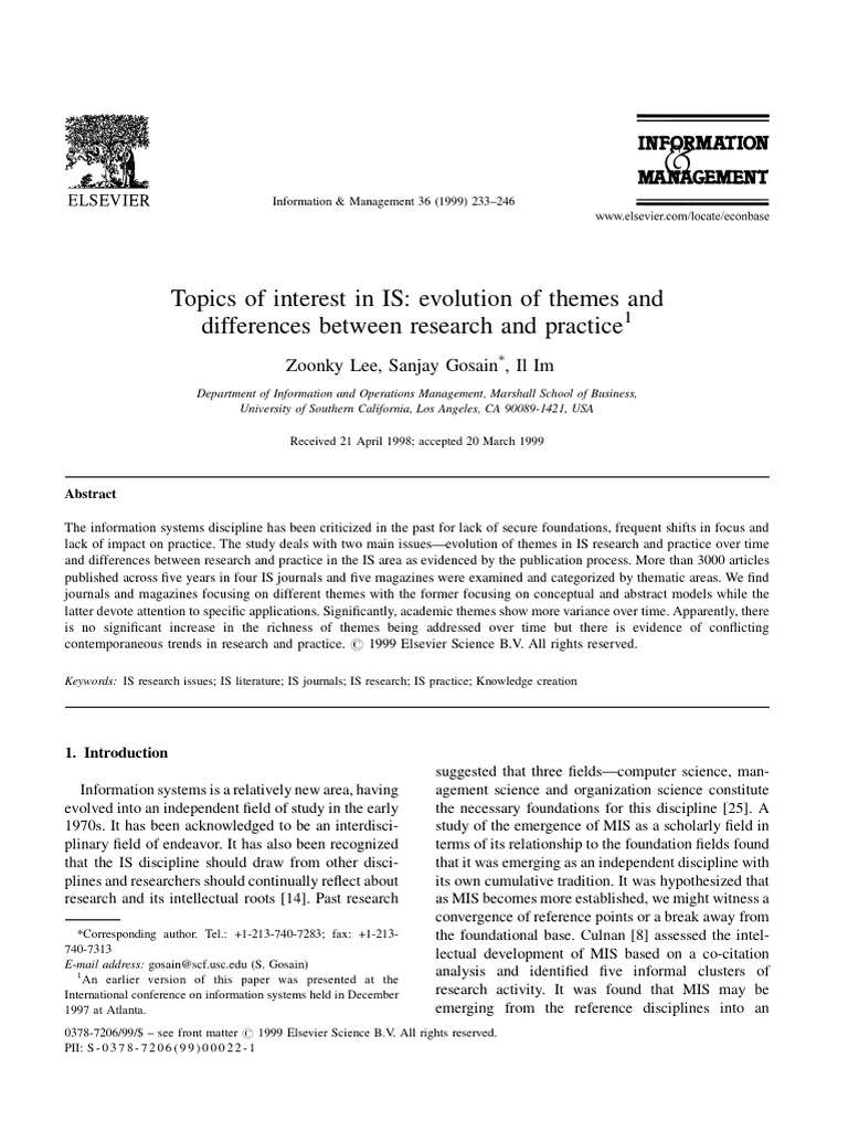 Topics of Interest in IS Evolution of Themes and Differences Between ...