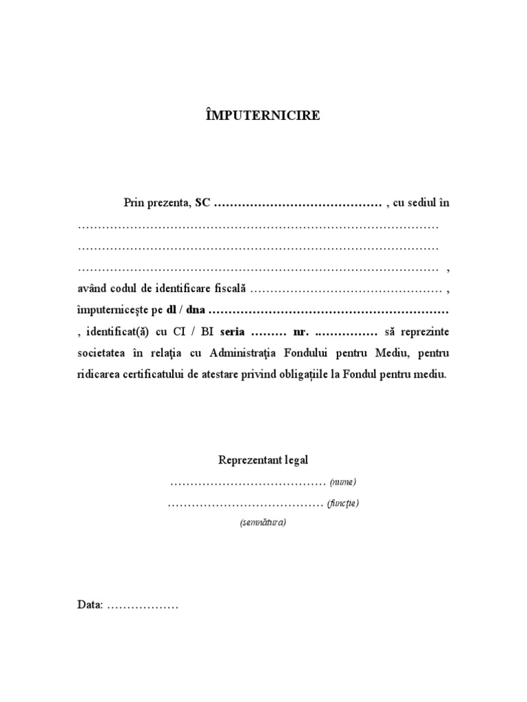 Model Imputernicire | PDF