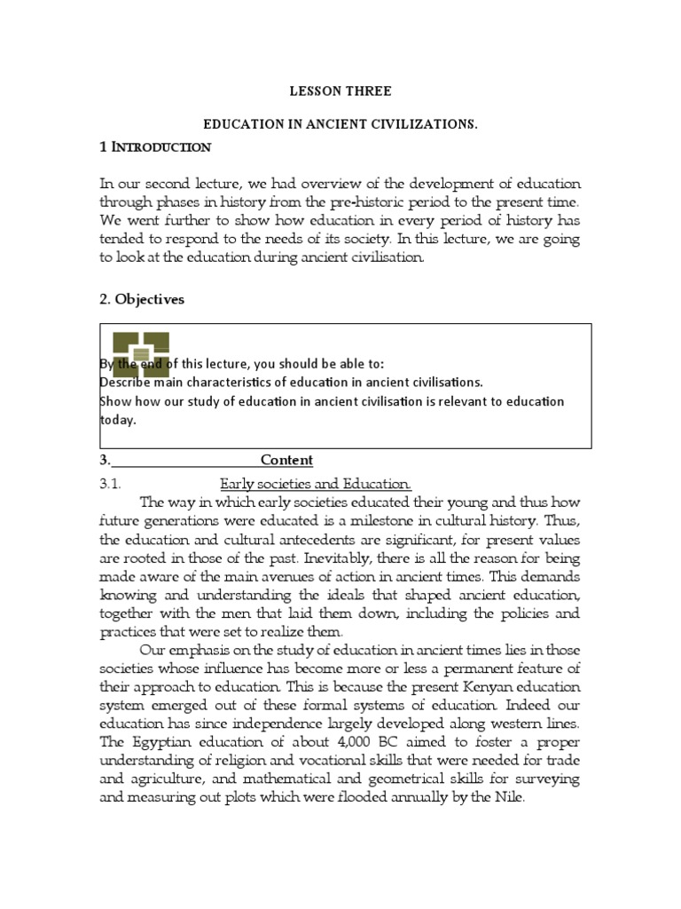 Education in Ancient Civilizations | PDF | Ancient Egypt | Civilization