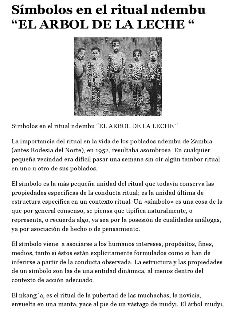 Símbolos en El Ritual Ndembu "EL ARBOL DE LA LECHE " - LA NAVE VA | PDF ...