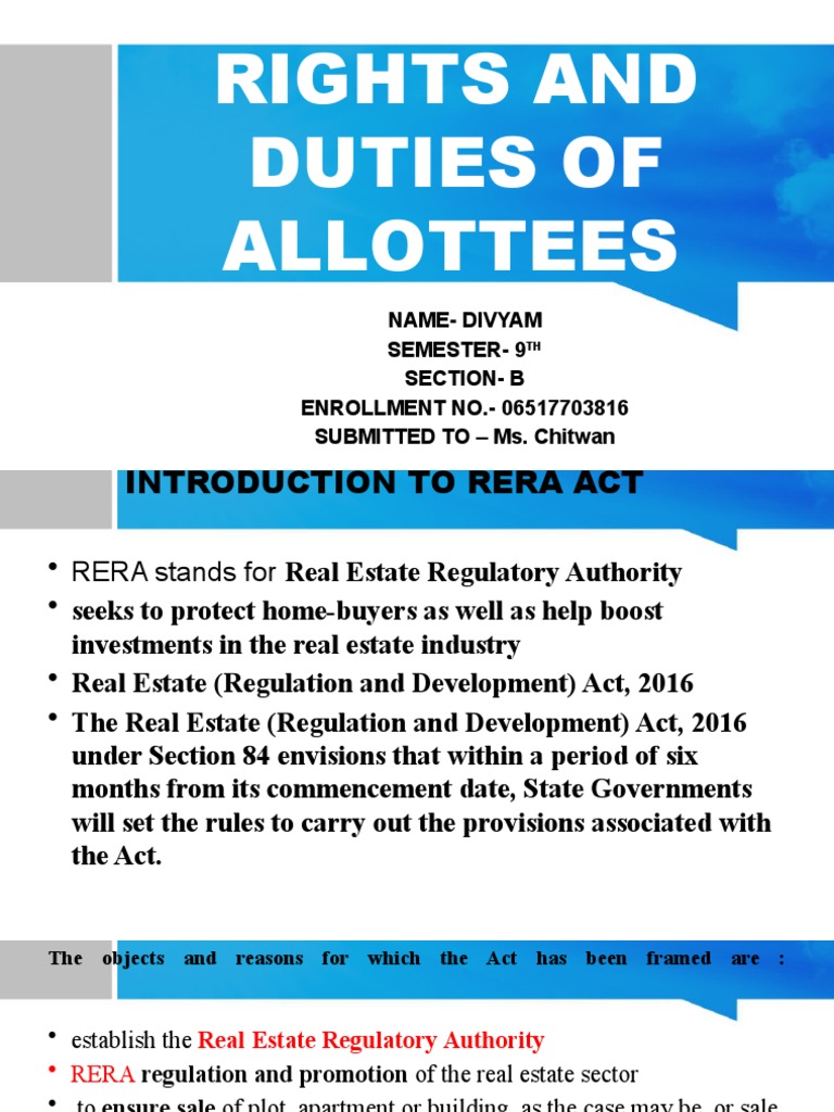 Rights and Duties of Allottees | PDF