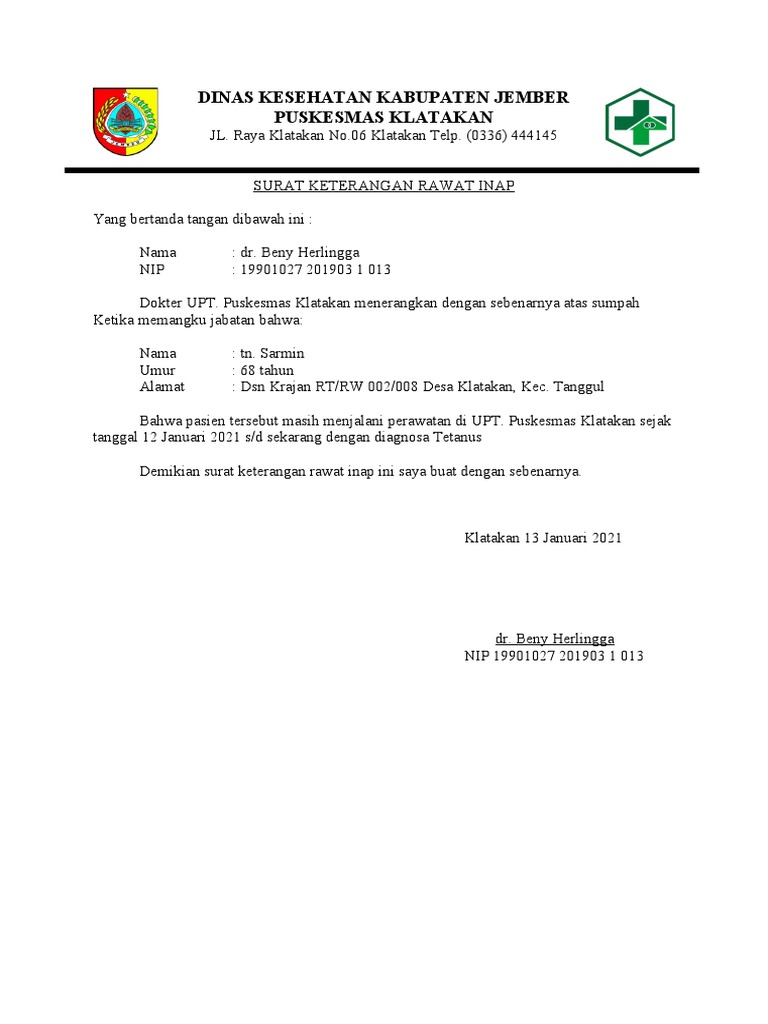 Surat Keterangan Ranap | PDF