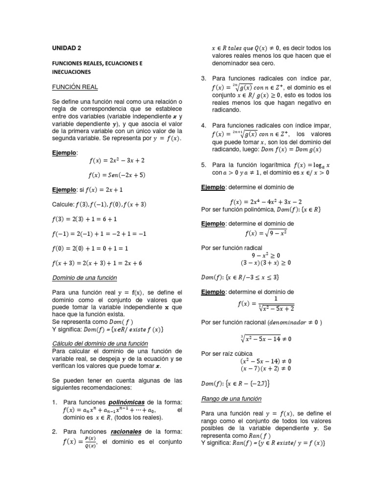 Unidad 2 Funciones | PDF | Logaritmo | Ecuaciones