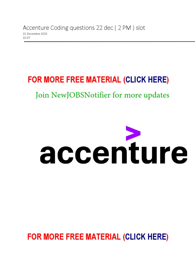 ACCENTURE CODES With Soln | PDF