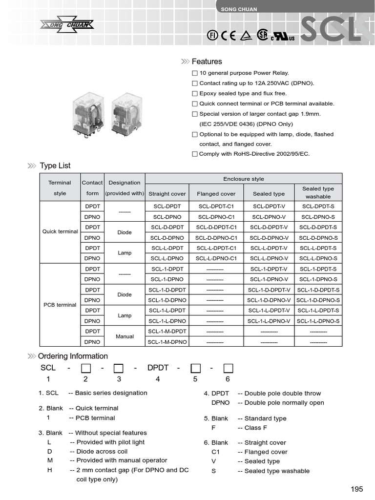 Features: SCL - DPDT | PDF | Switch | Alternating Current