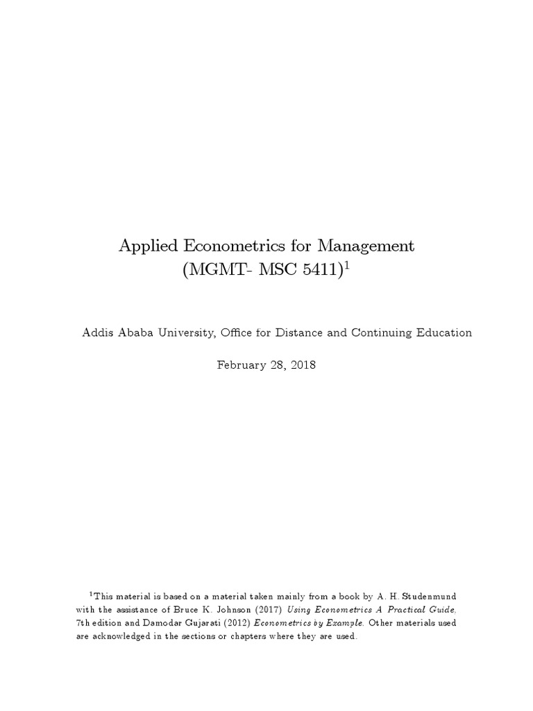 Applied Econometrics Module Pdf Econometrics Dependent And Independent Variables