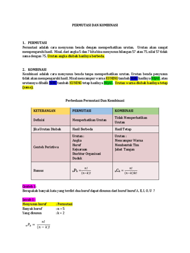 Permutasi Dan Kombinasi | PDF