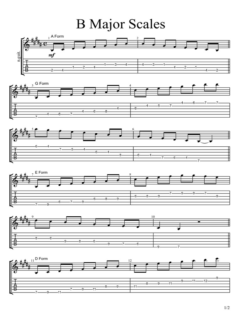 B Major Scales: A Form | PDF