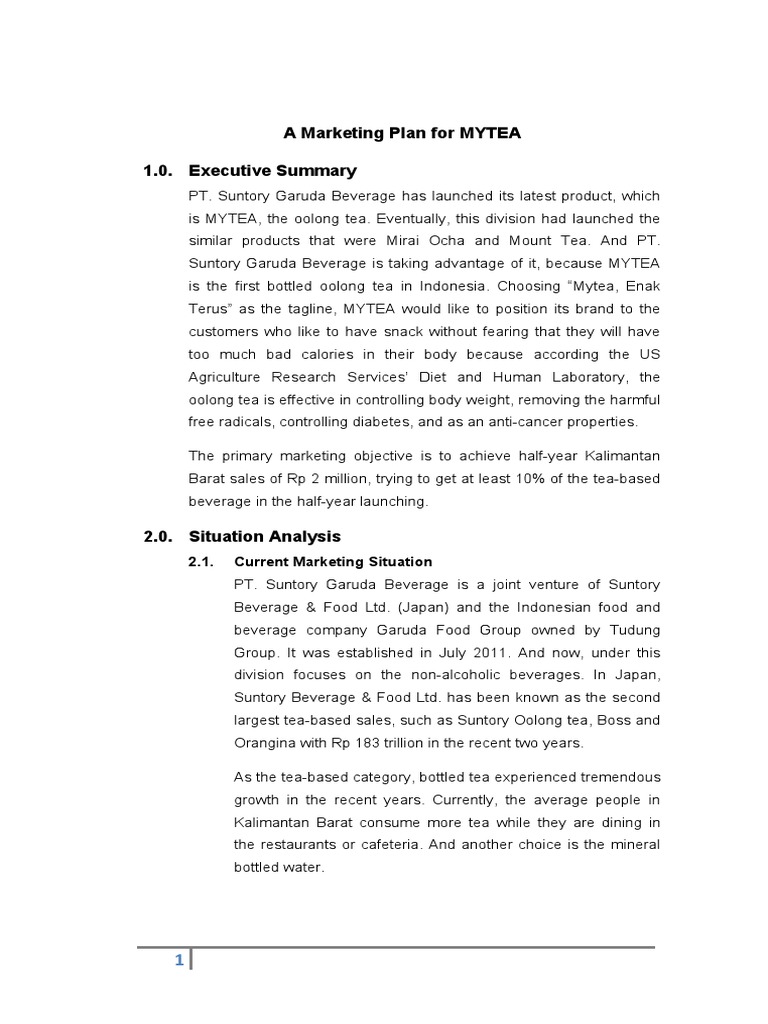 A Marketing Plan For | PDF | Brand | Tea
