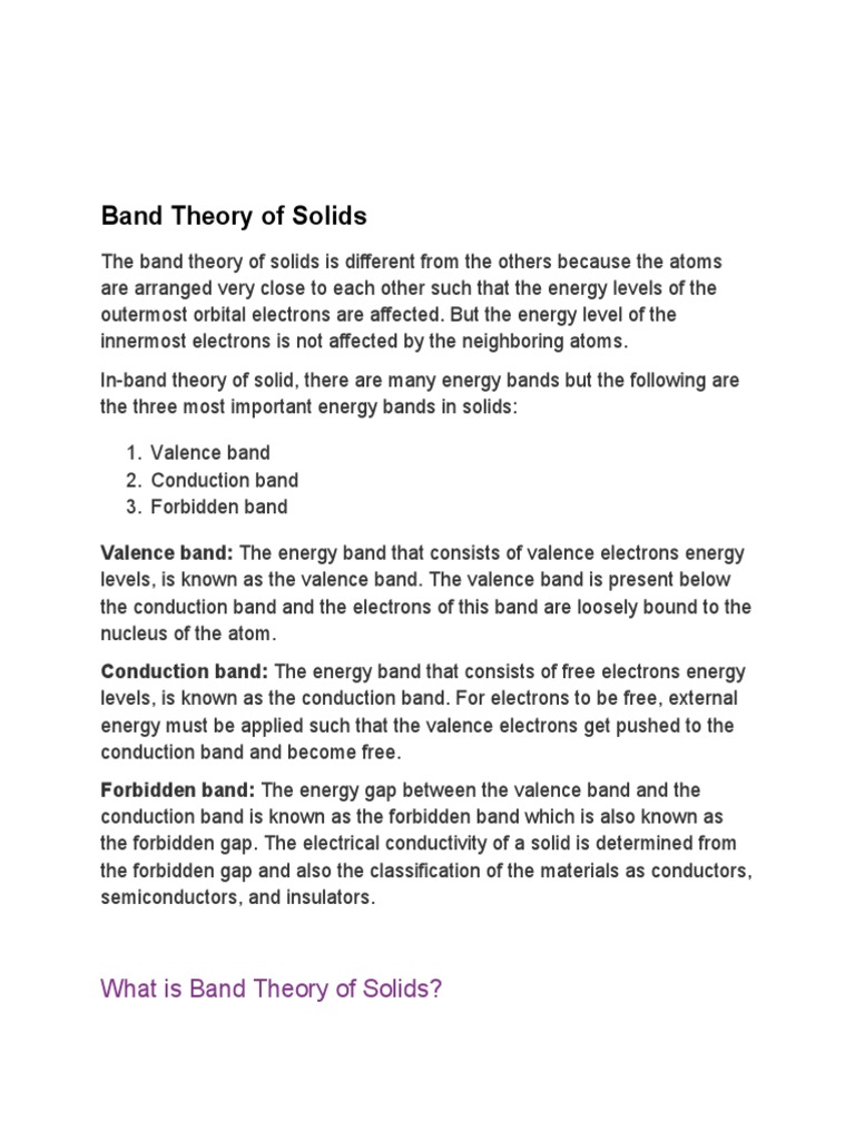 Band Theory of Solids | PDF | Electronic Band Structure | Energy Level
