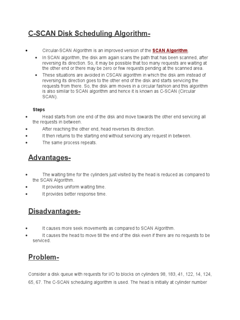 Disk Scheduling Cscan Look Clook | PDF