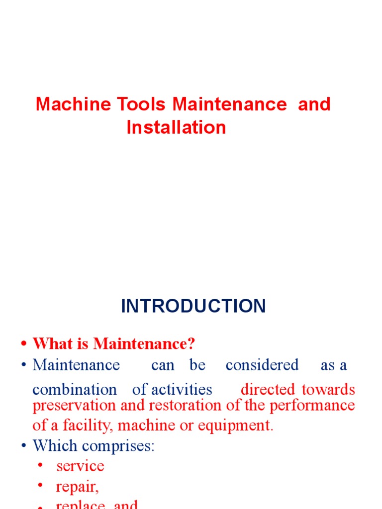 Machine Tools: Maintenance & Installation Guide | PDF | Screw | Deep ...