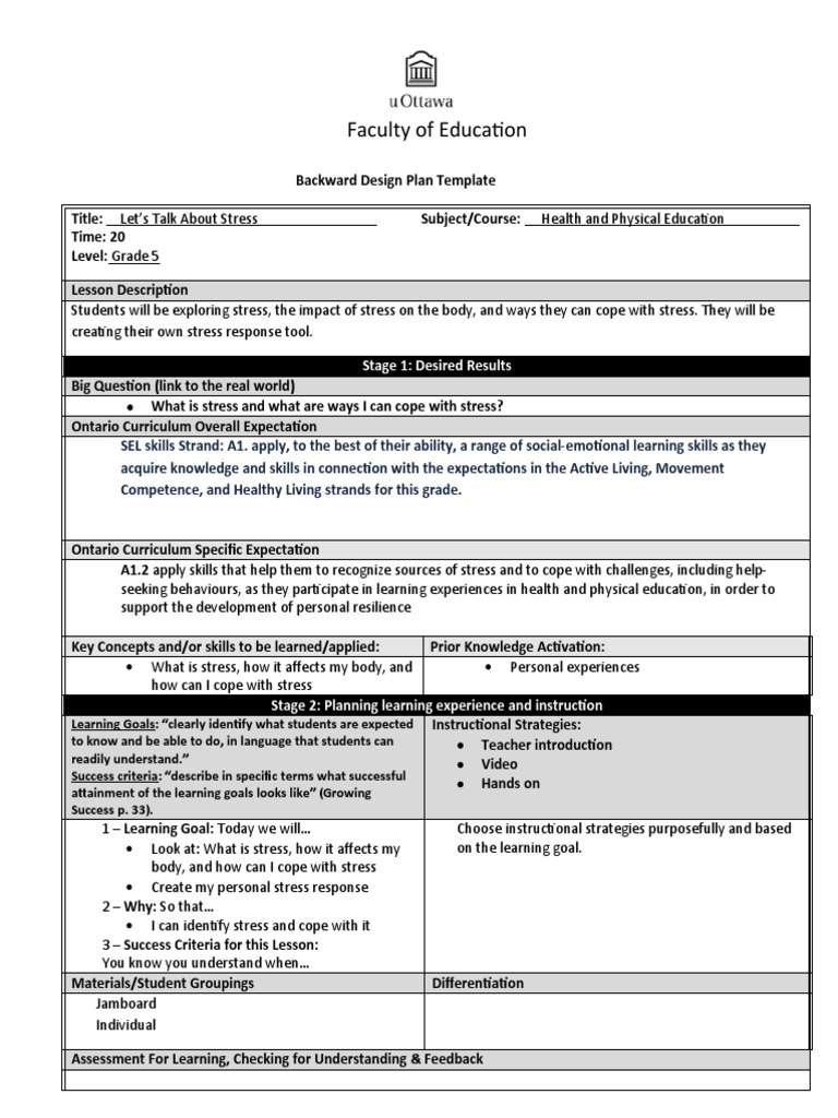 Lets Talk About Stress Lesson Plan | Download Free PDF | Physical ...