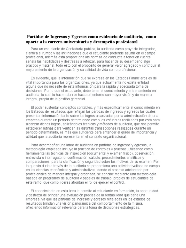 La importancia de la auditoría de partidas de ingresos y egresos para ...