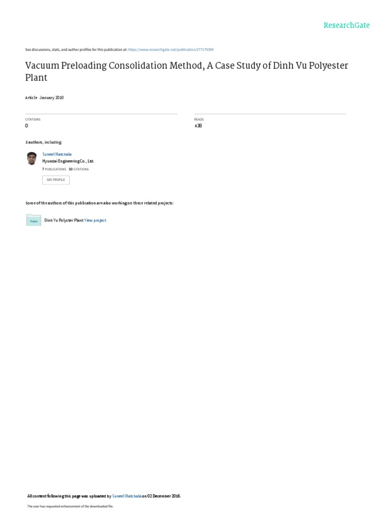 Vacuum Preloading Consolidation Method, A Case Study of Dinh Vu ...