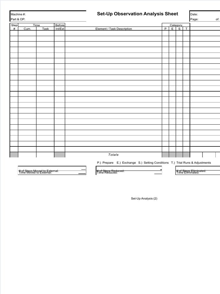 Set-Up Observation Analysis Sheet | PDF | Business