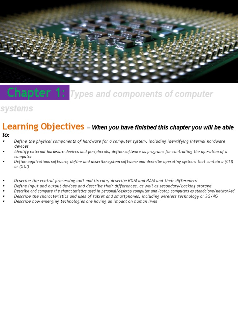 Types and Components of Computer Systems: Learning Objectives | PDF ...