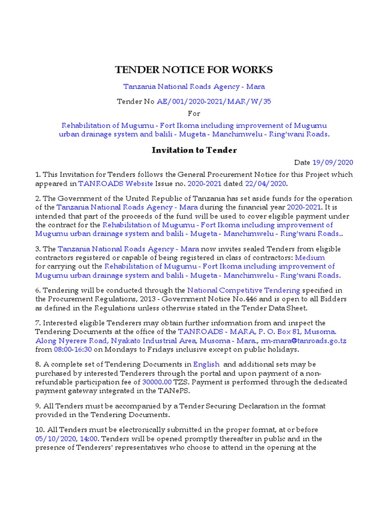 Notice For Works | Download Free PDF | Procurement | Government