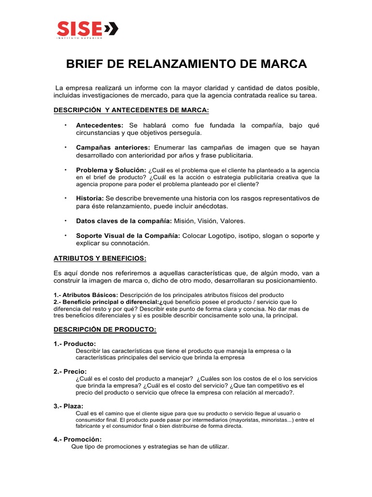 01 Brief de Marca Imprimir | PDF | Marca | Producto (Negocio)