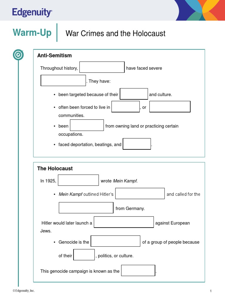 Warm-Up: War Crimes and The Holocaust | PDF | Final Solution | The ...