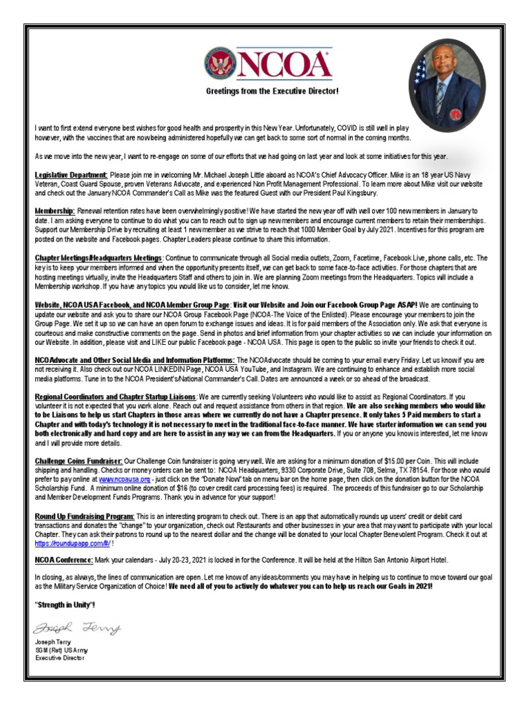 Executive Directors Message Jan 2021 | PDF | Facebook | Credit Card