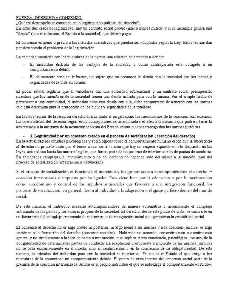 Consenso y Legitimación del Derecho | PDF | Socialización | Contrato social