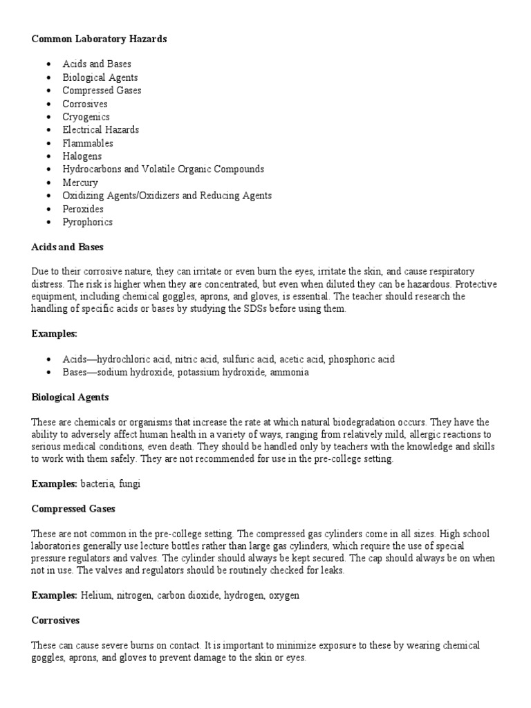 Common Laboratory Hazards Explained | PDF | Redox | Hydrogen Peroxide