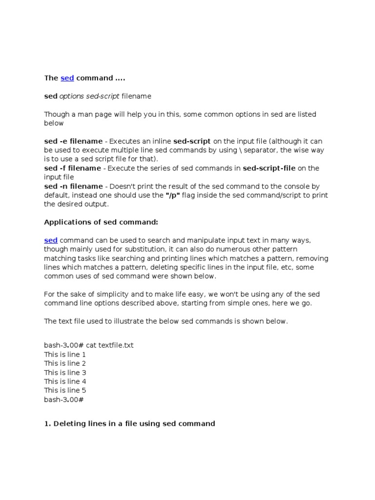 The Sed Command | PDF | Computer Engineering | Computer Data