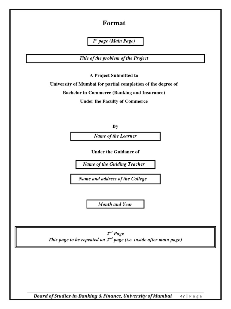 Format For Project Work Initial Pages | PDF | Academic Degree | Data