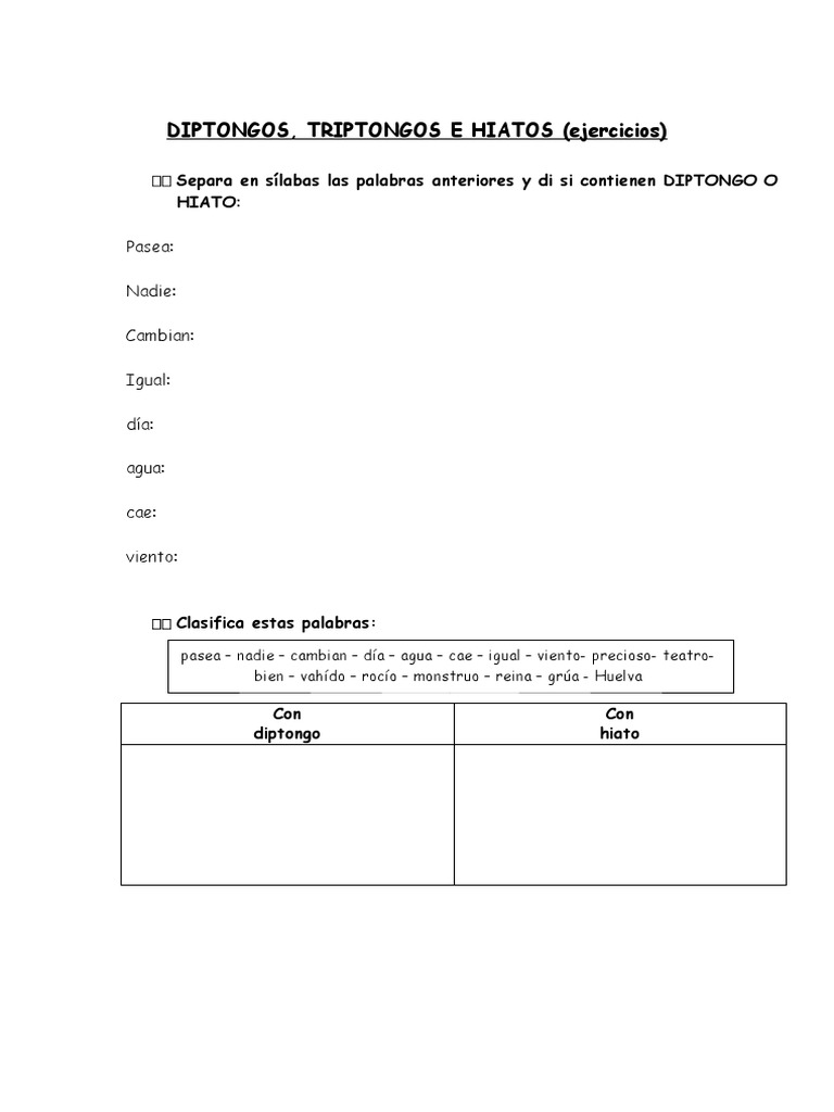 Diptongos e Hiatos (Teoría y Práctica) | PDF | Poesía