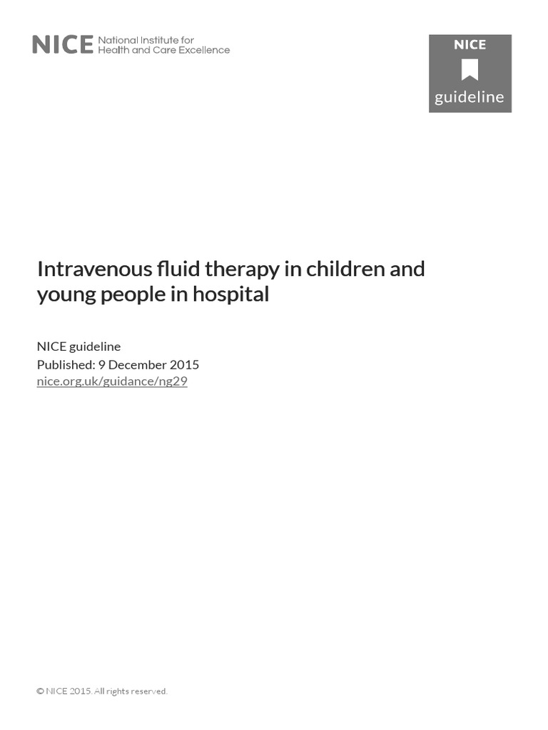 Intravenous Fluid Therapy in Children and Young People in Hospital ...